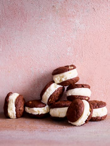 Choc chip cookie ice cream sandwiches