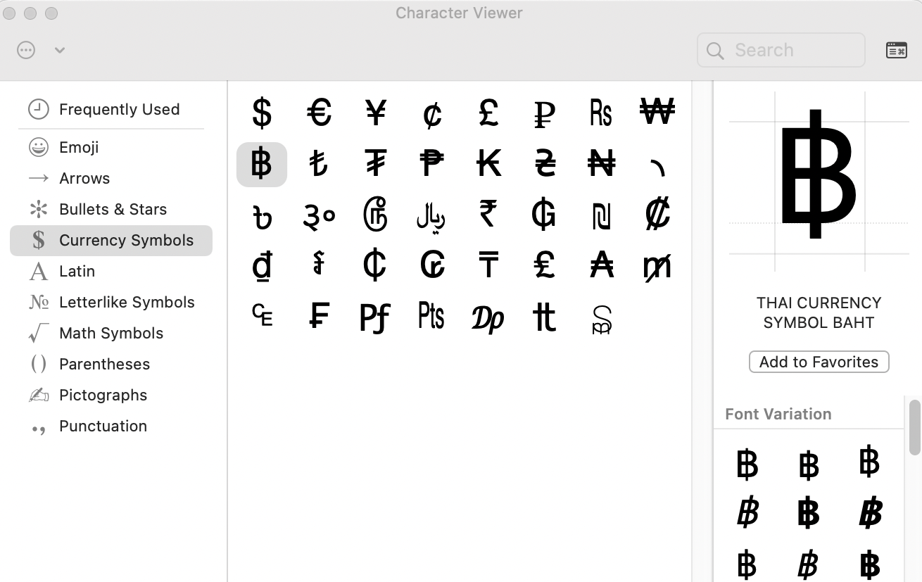 How to Type the Thai Baht Symbol (฿‎)
