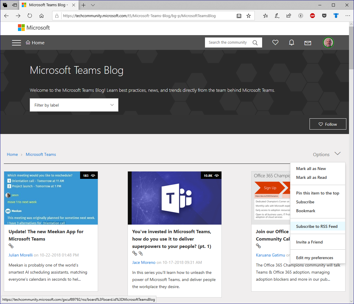 Resource: RSS Feed Lists for Microsoft Tech Community Sites