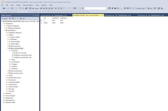 The data has been added to the table. The data has been added to the table.