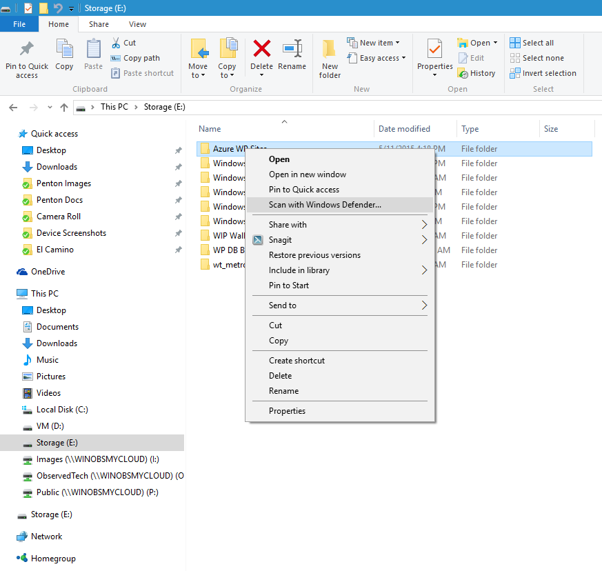 Windows 10 November Update: Right Click Scan with Windows Defender