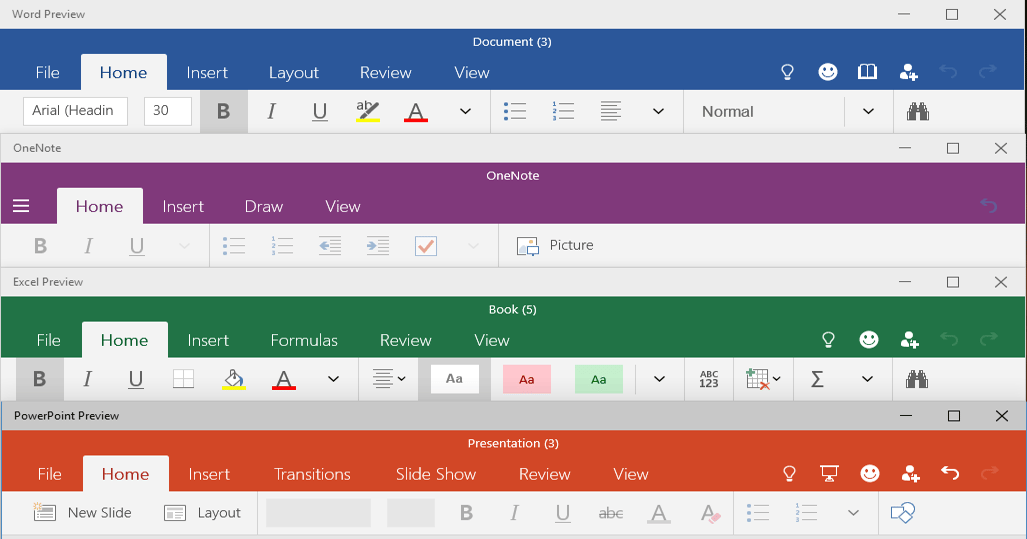 Office Preview apps for Windows 10 updated