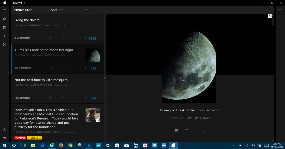 Readit app for Reddit updated for Windows 10