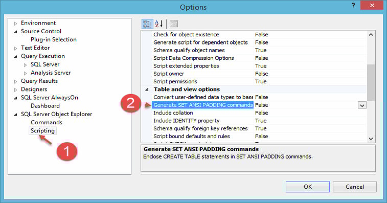 SSMS' Ugly ANSI_PADDING Bug