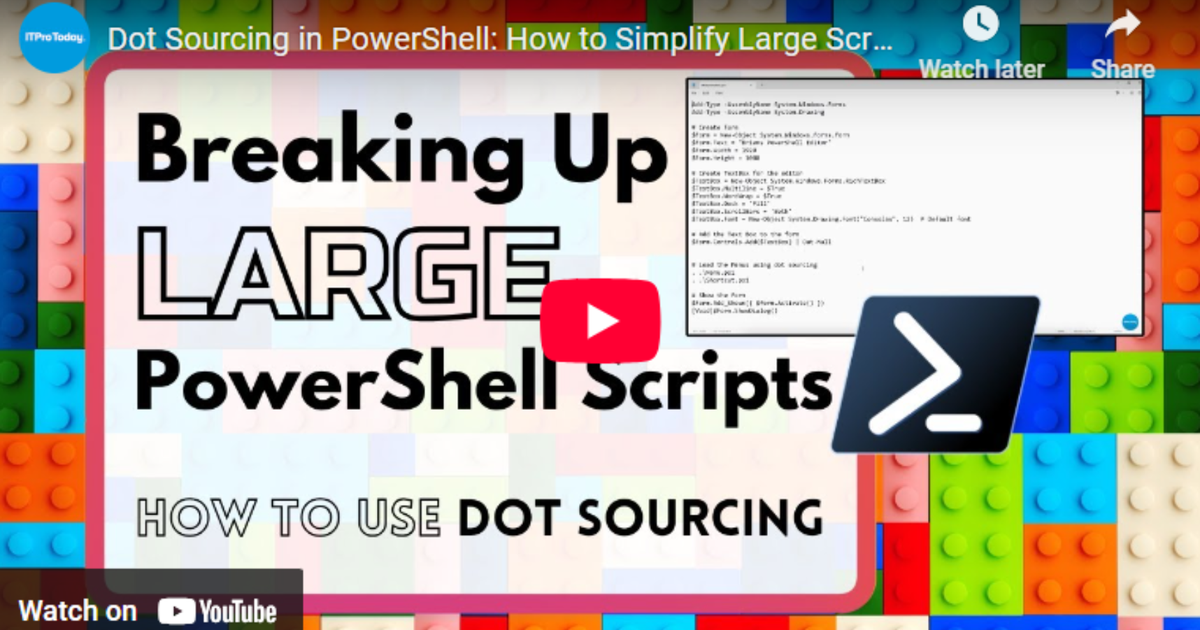 Dot Sourcing In Powershell How To Simplify Large Scripts Video Tutorial