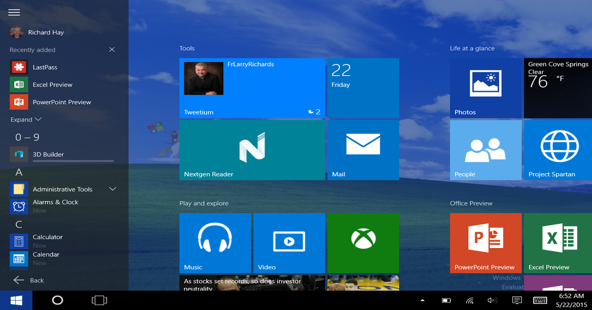 Gallery: Tablet Mode in Windows 10 build 10122