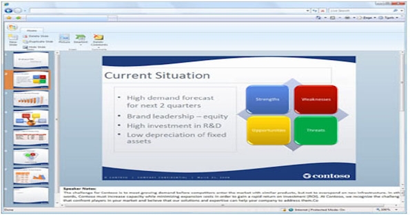 Outlook 2010 | PowerPoint presentations and headings on each page