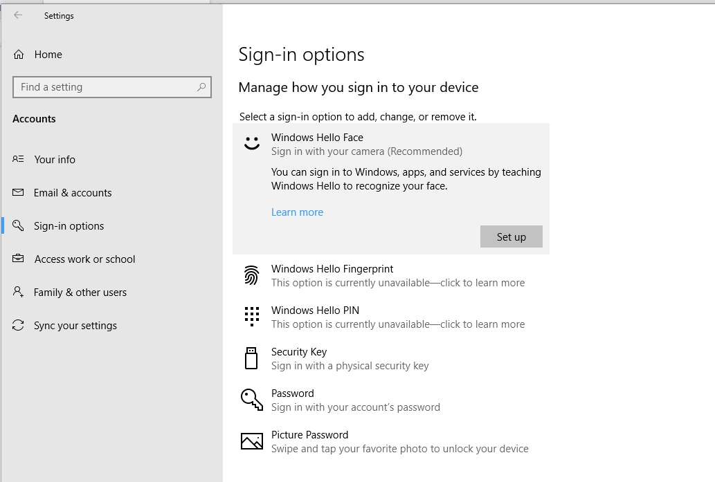 How to Configure Windows 10 Facial Recognition