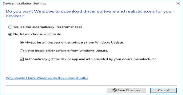 Stop automatic driver updates on Windows 10