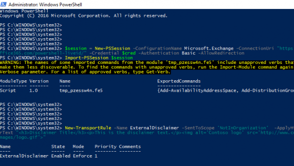 Add Disclaimer to All Outgoing Emails in Office 365 with PowerShell