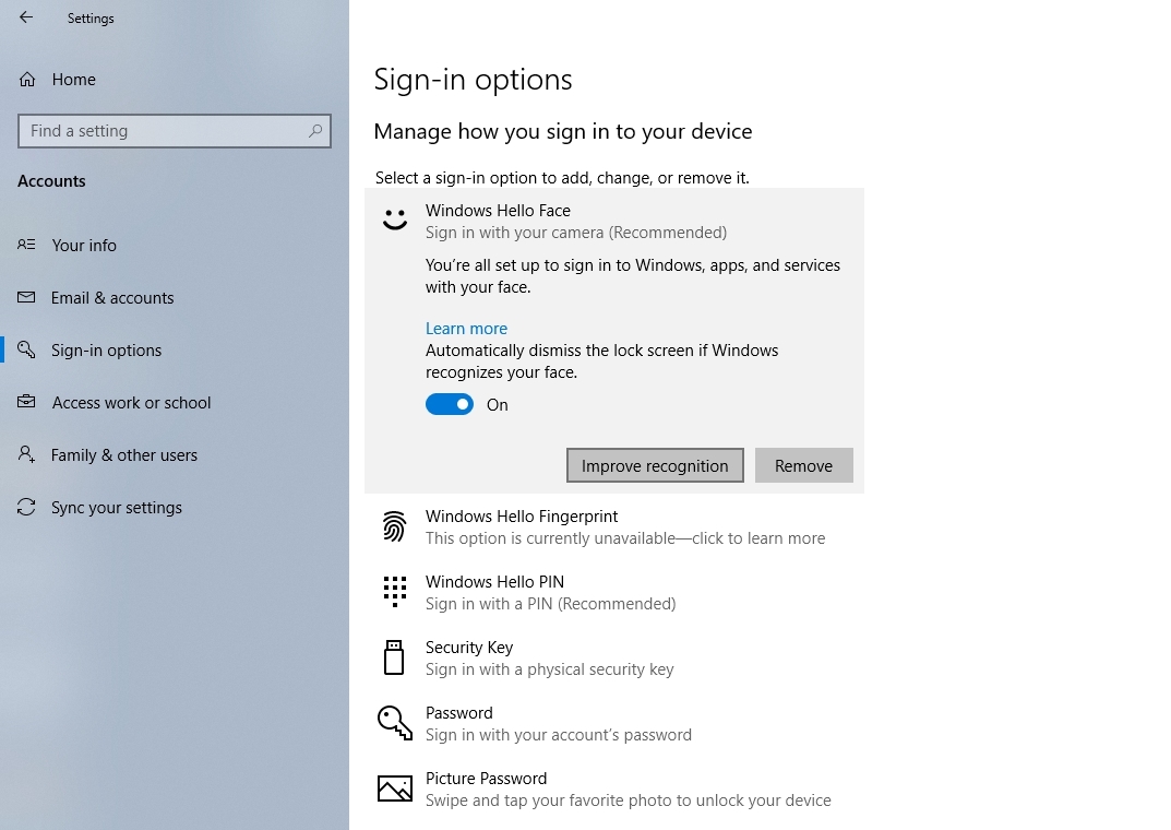 How to Configure Windows 10 Facial Recognition