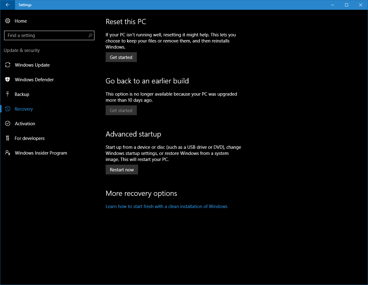 Windows 10 | Users previousl yhad 30 days to rollback an update to ...