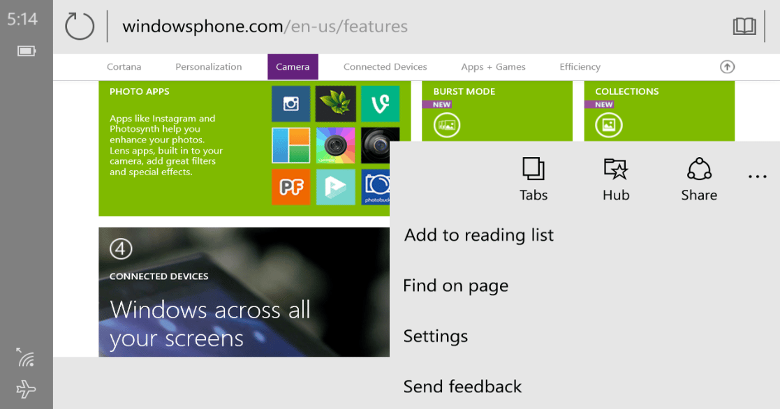 Gallery: Project Spartan Screenshots in Windows Mobile 10