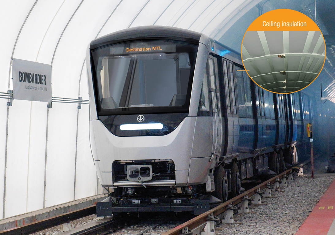 Melamine foam saves weight, shields sound, in Montreal subway trains
