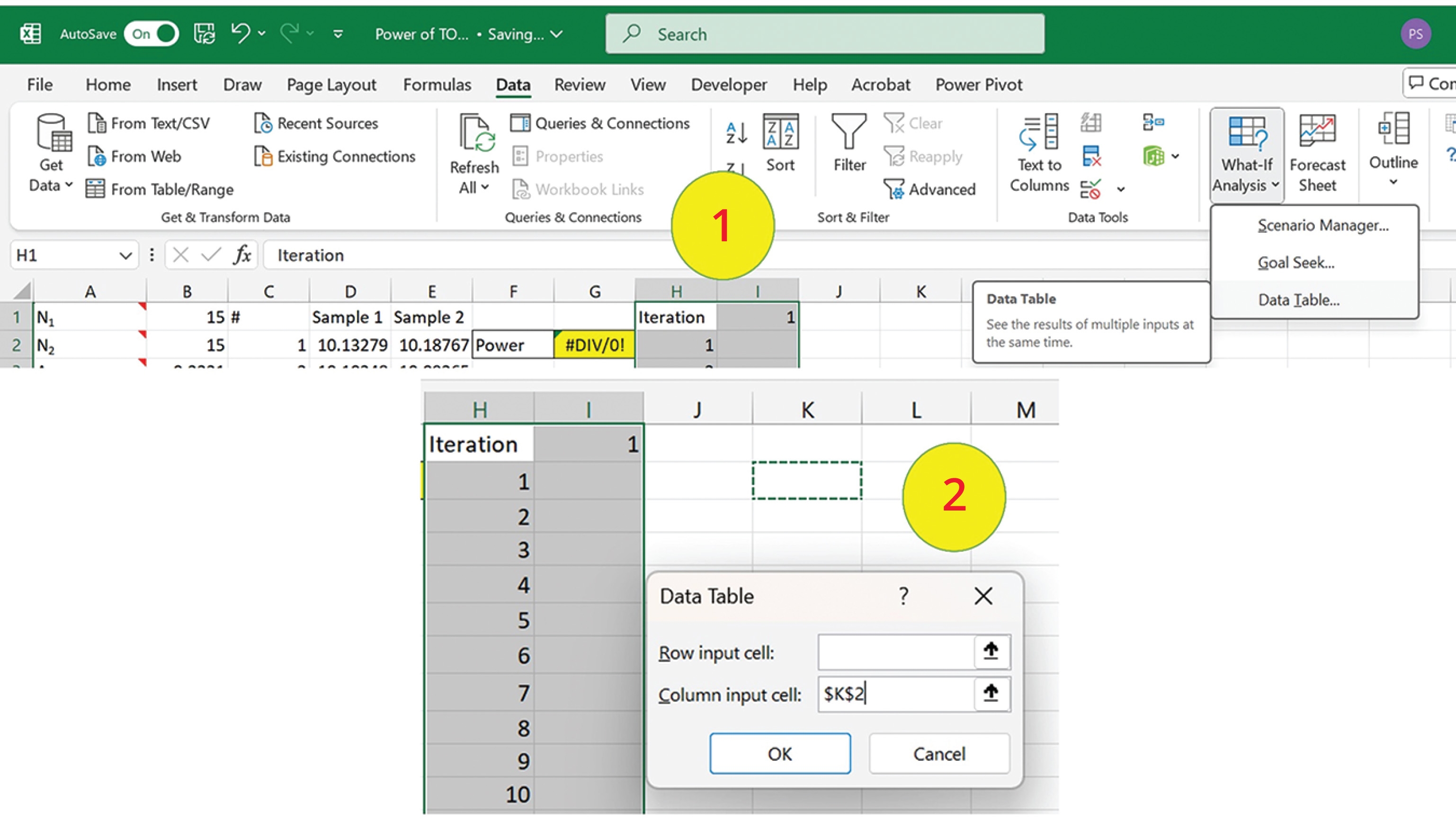 Power Estimation for TOST Approaches in MS Excel