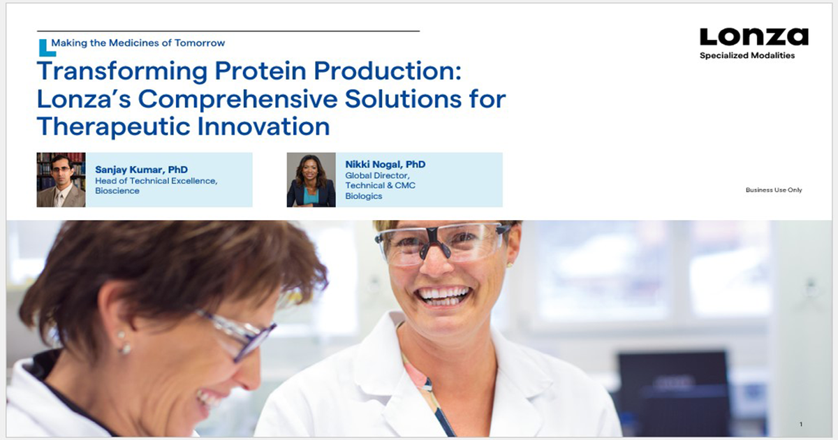 Lonza’s Comprehensive Solutions for Therapeutic Innovation