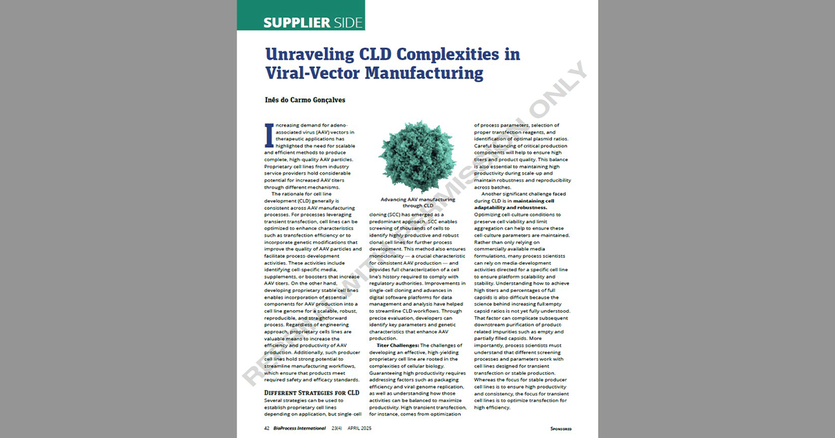 CLD Complexities in Viral-Vector Manufacturing