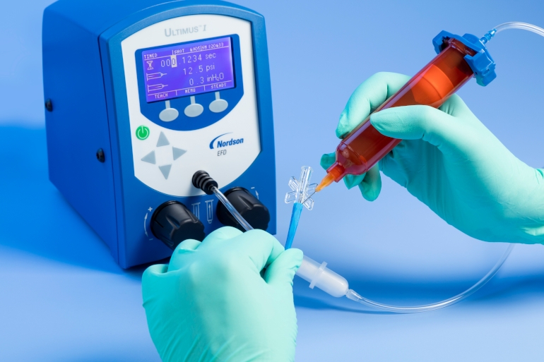 Fluid Dispensing for Assembly of Medical and Life Sciences Devices