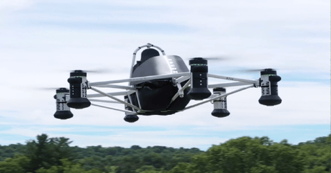 Electric Flying Vehicle Lands, Takes Off on Water