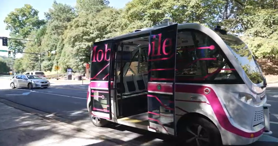 Autonomous Shuttle Moves Passengers in the Smart City at Peachtree ...