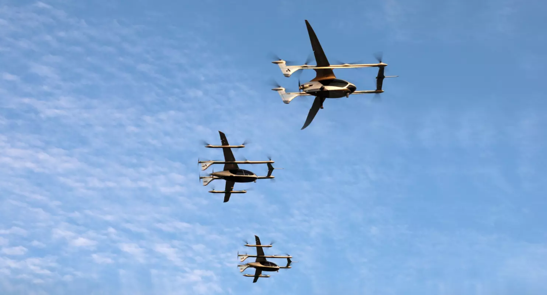 Flying Taxi Trio Flies in Formation