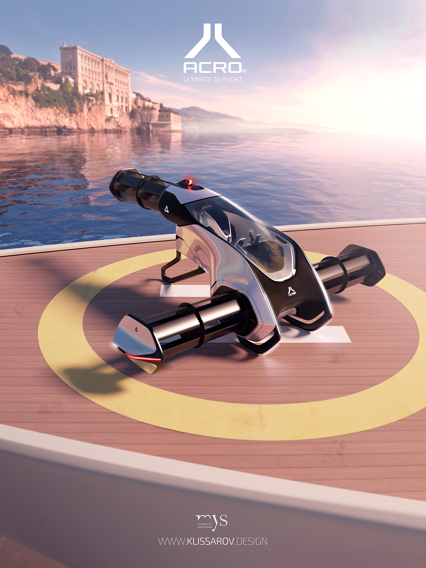 Personal Flying Vehicle Designed to Land on Yachts