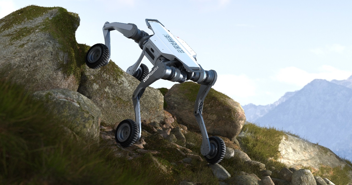 Robotic Dog With Wheels Climbs Steps, Speeds Down Mountains