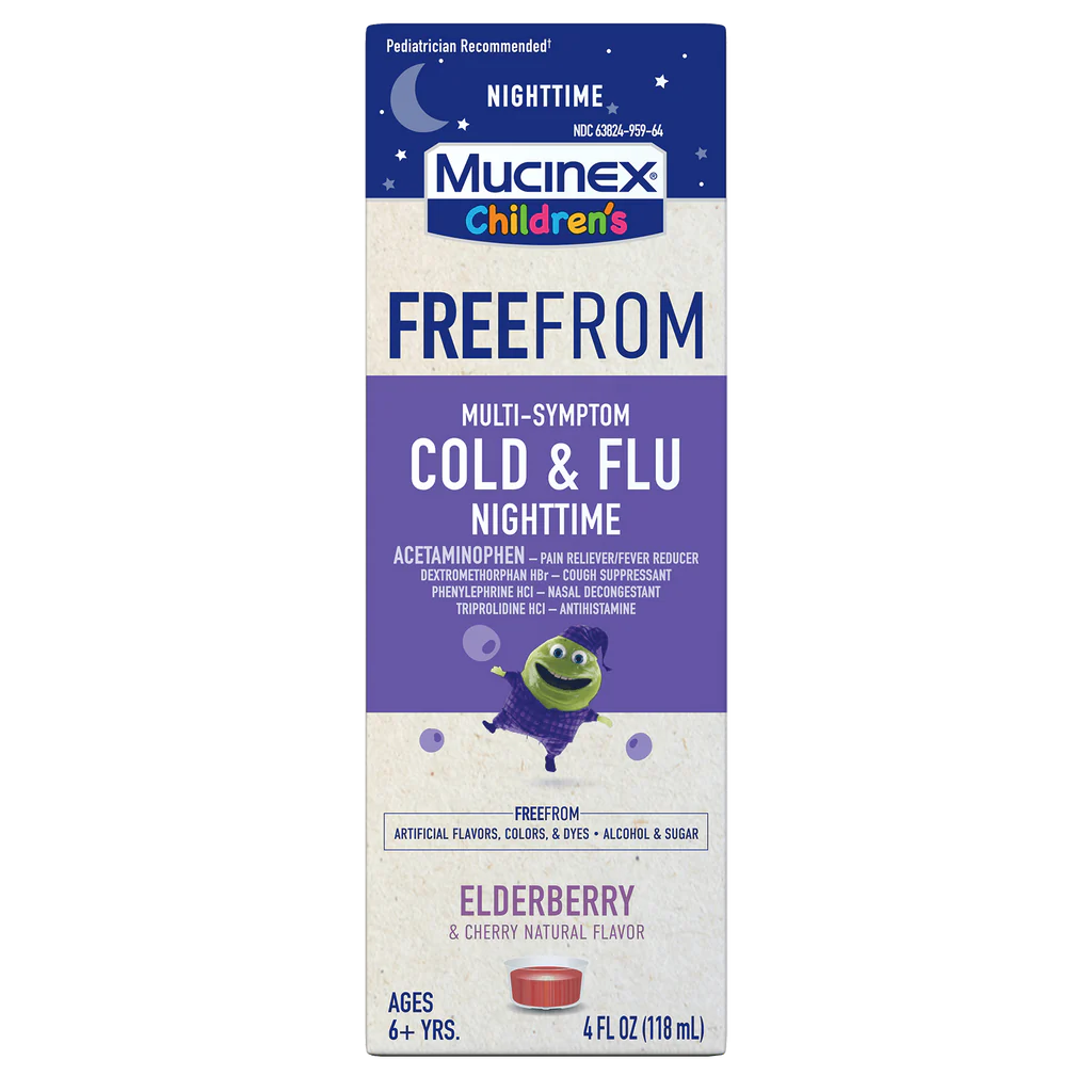 Children's FreeFrom Multi-Symptom Cold & Flu Nighttime Liquid, Elderbe ...