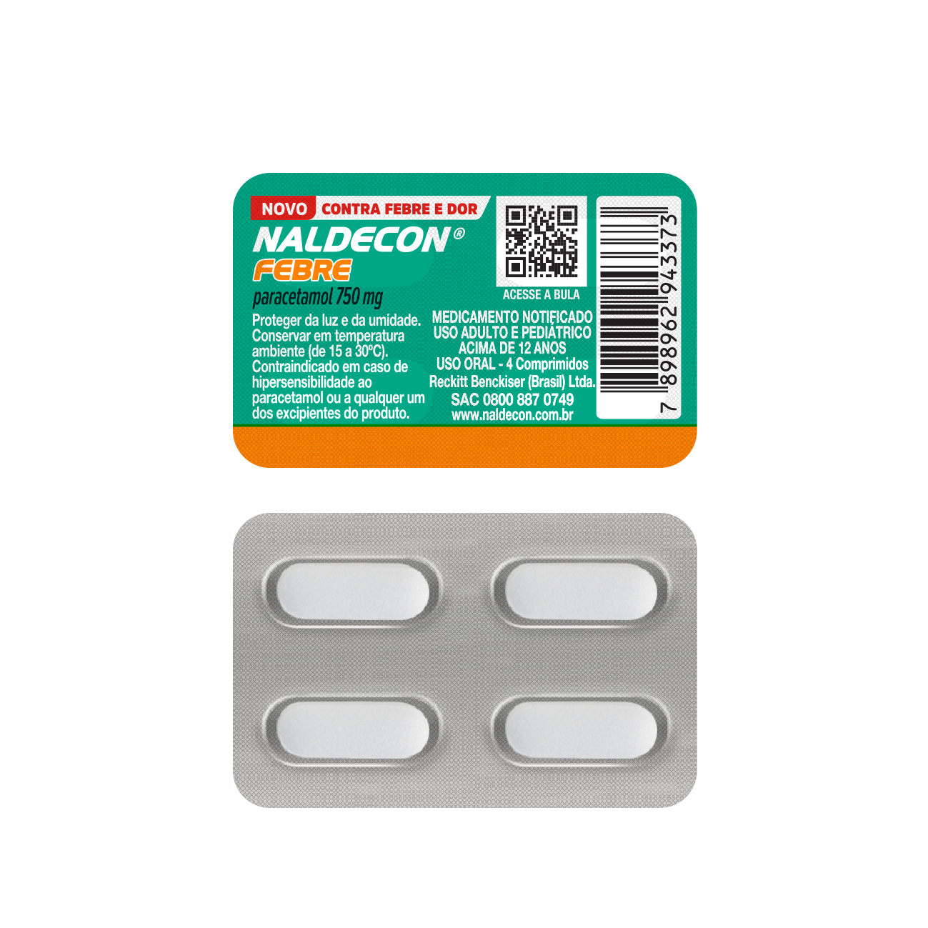 Naldecon Adulto 4 Comprimidos | Naldecon Febre