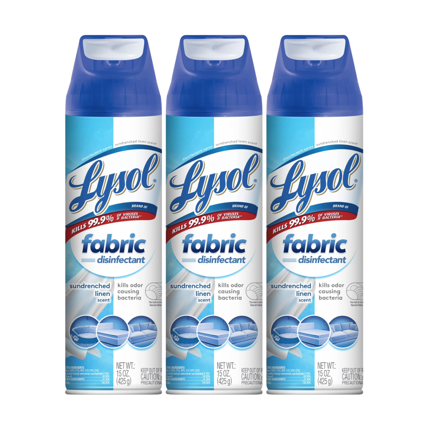 Fabric Disinfectant Sundrenched Linen 3x15oz | Lysol US