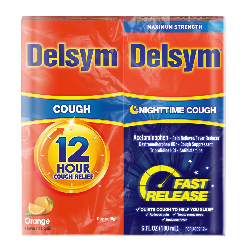 12 Hour Cough Liquid & Nighttime Fast Release Combo | Delsym