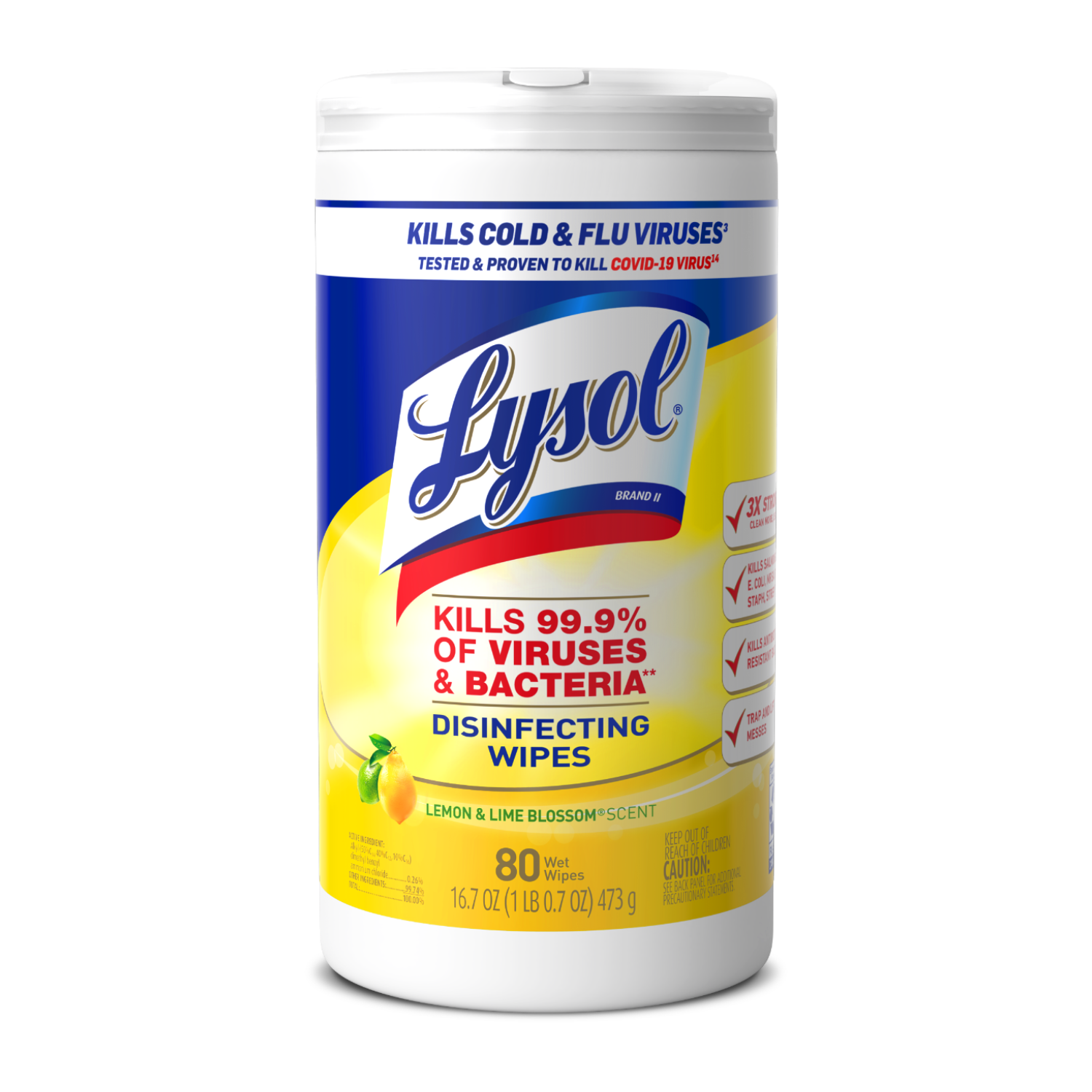 Disinfecting Wipes Lemon & Lime Blossom® 80 ct. | Lysol US