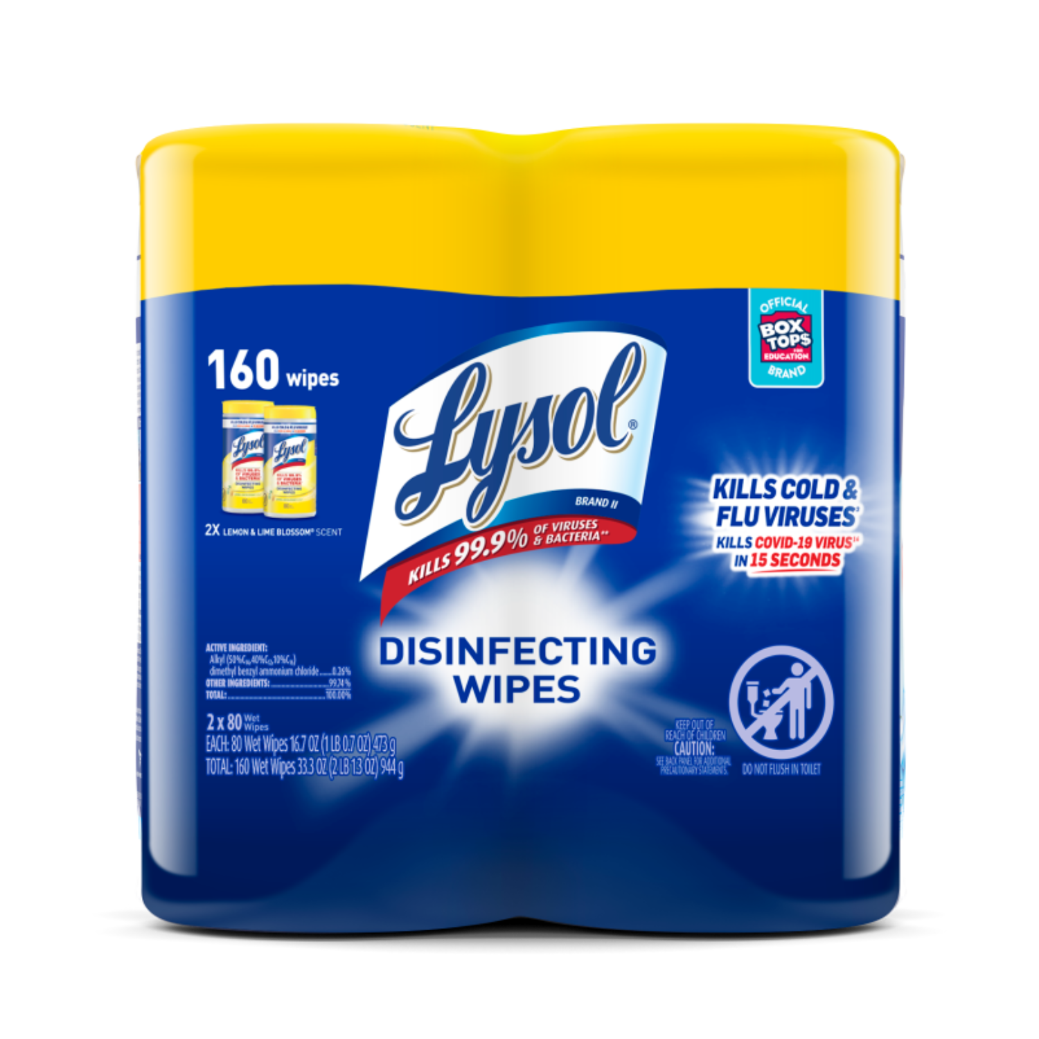Disinfecting Wipes Lemon & Lime Blossom® 2x80 ct. | Lysol US