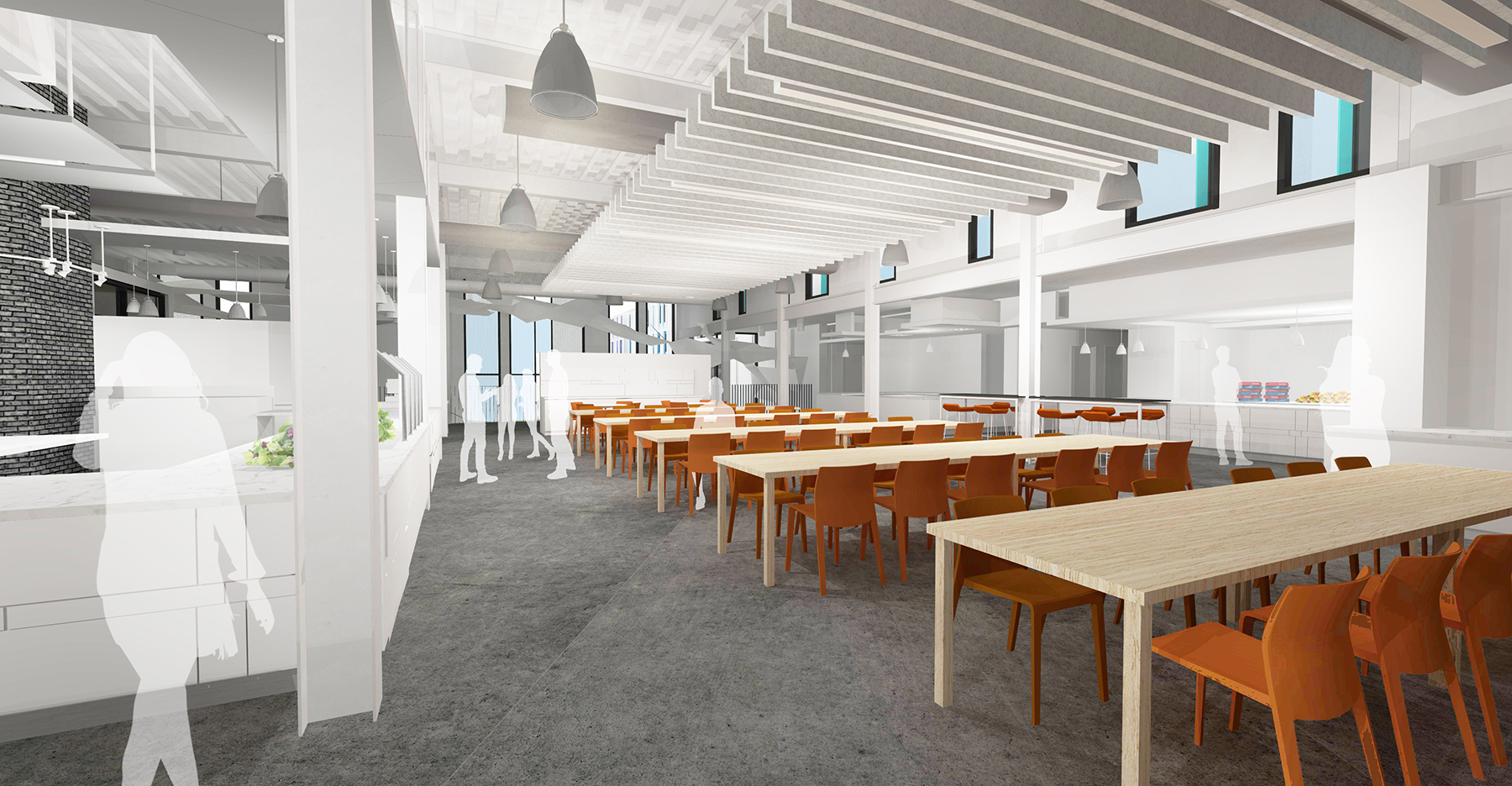 Inside a modern dining hall that makes a statement