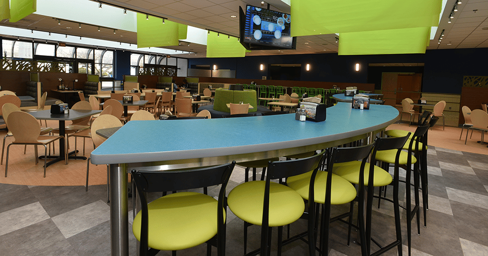 Renovated university dining hall a colorful, welcoming space