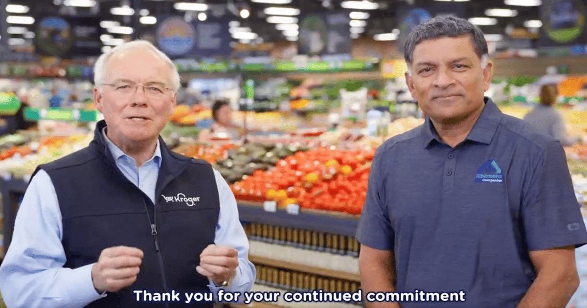 Kroger, Albertsons CEOs tout merger together in new video