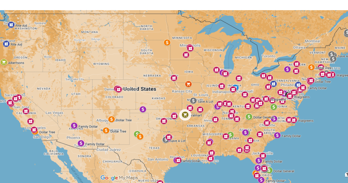 Dollar stores surge, Walgreens retreats in new store map