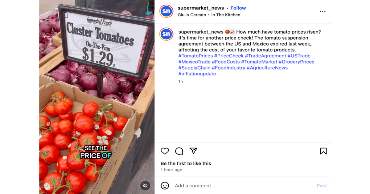 Price check: The cost of tomatoes at a Caputo’s in South Elgin, Illinois