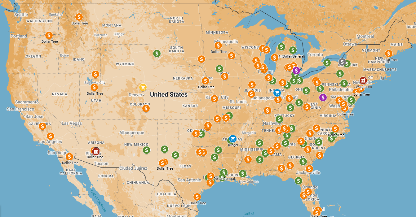 Dollar stores surge, Walgreens retreats in new store map