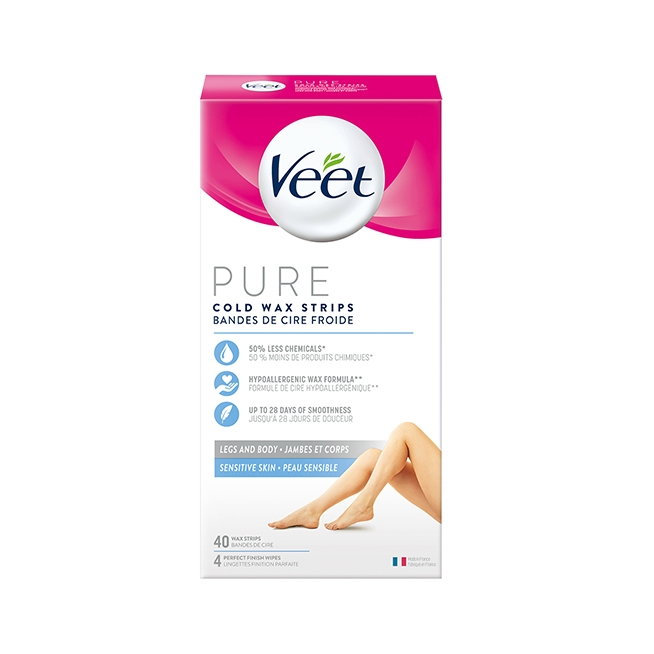 Veetᴹᴰ PURE – Bandes de cire froide pour les jambes et le corps, peau ...