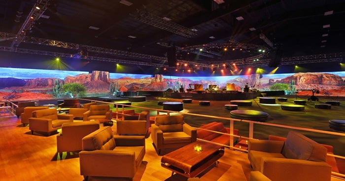 ESPN party Super Bowl floor-to ceiling projections ( desert ima