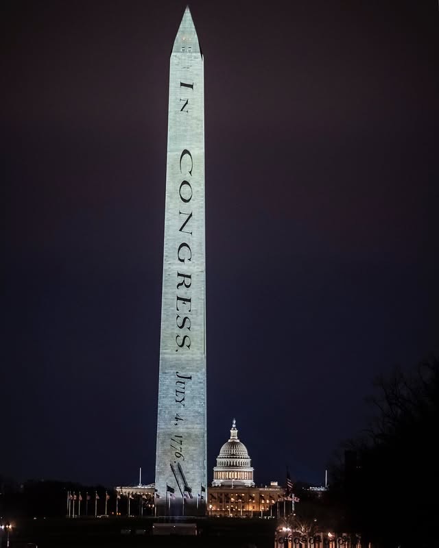 Washington Monument Transformed Into a Giant Birthday Candle