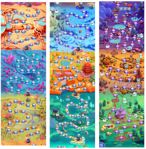 Bubble Witch 2 Saga: The most beautiful 3D render maps