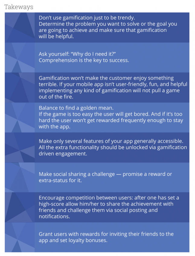 Gamification milestones for mobile apps. Infographics.