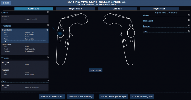 SteamVR adopts controller configuration options