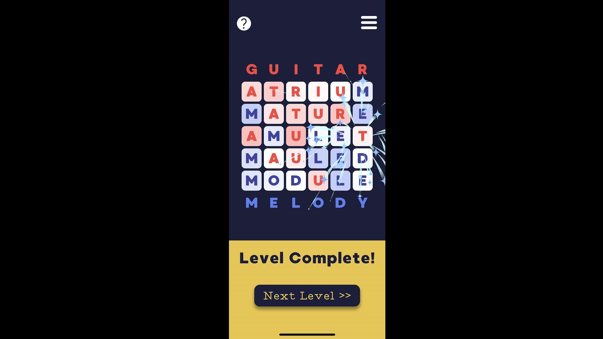 Connecting the words in puzzle game Letter Lattice
