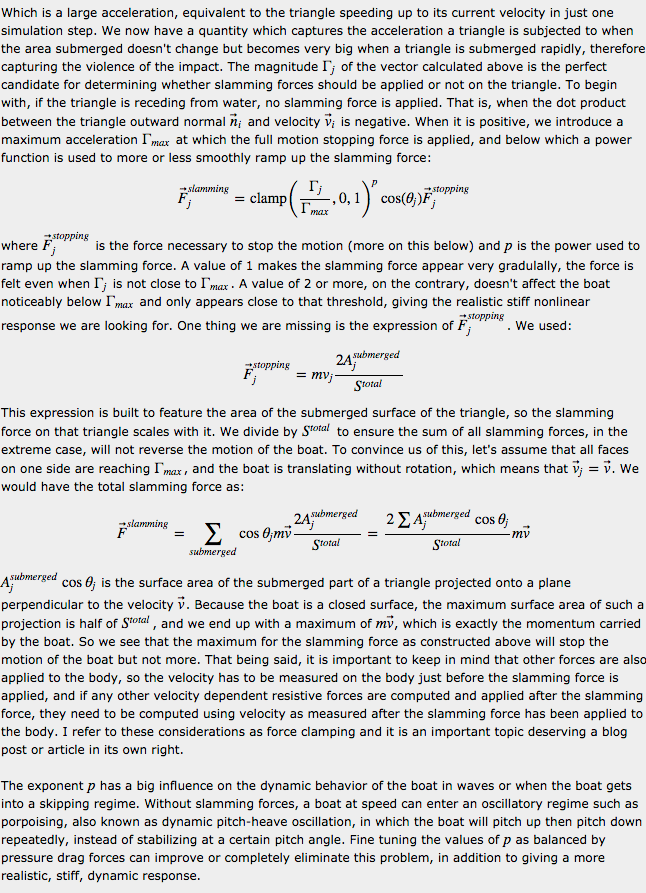 Water interaction model for boats in video games: Part 2
