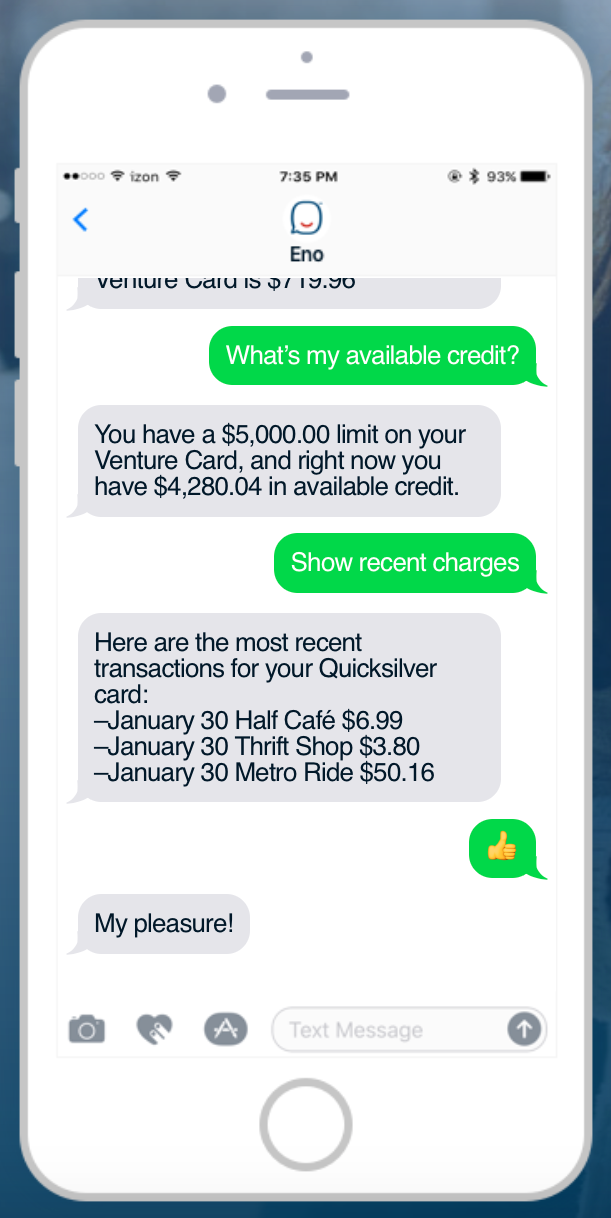 Capital One launches SMS chatbot, Eno
