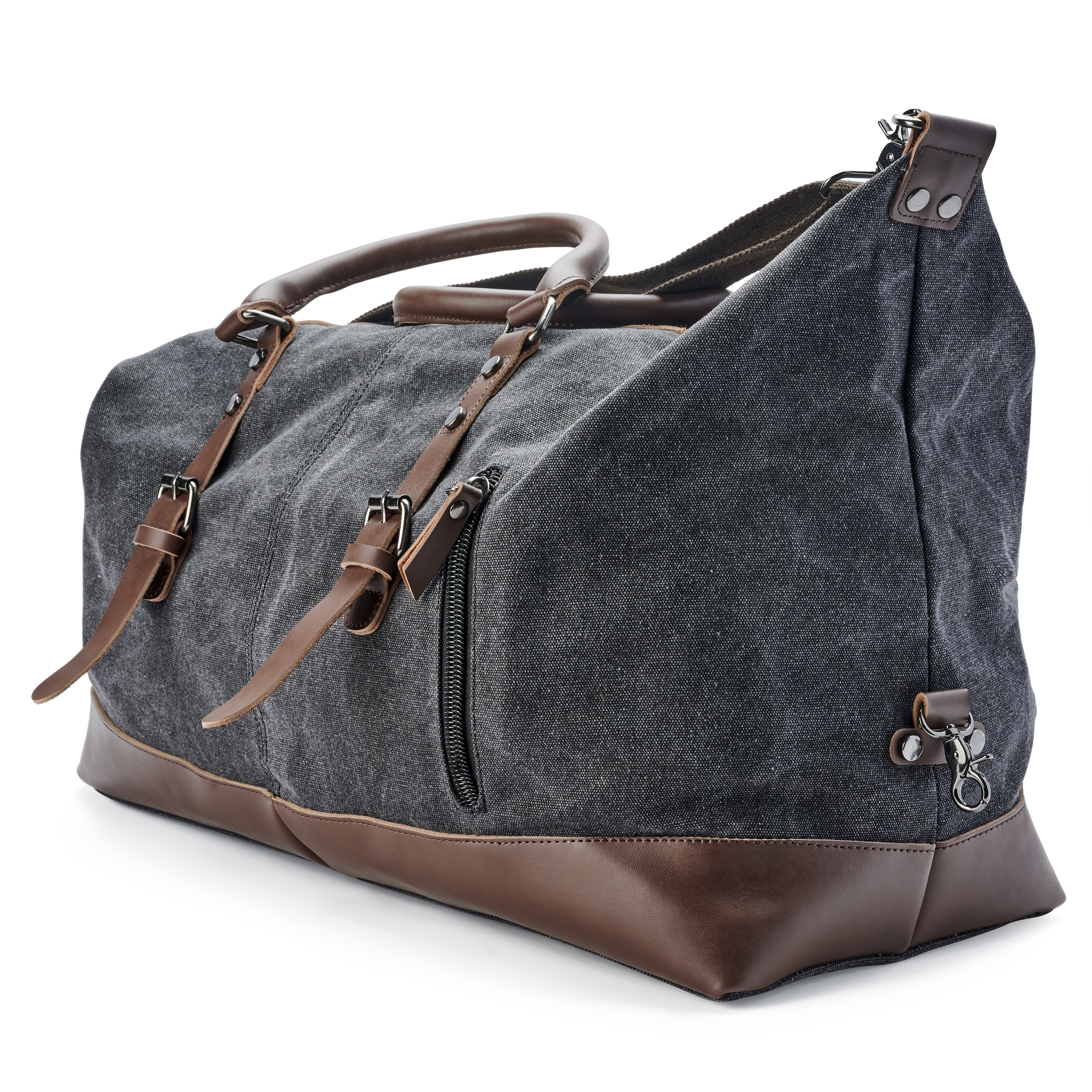 Vintage Graphite Canvas and Brown Leather Duffel Bag | In stock! | Trendhim