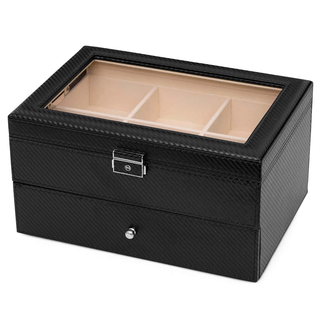Black Two Layered Wooden Tie Box | In stock! | Warren Asher
